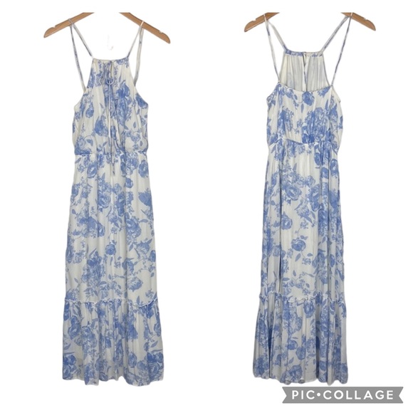 Gilli | Dresses | Gilli Blue White Strappy Halter Maxi Sundress | Poshmark